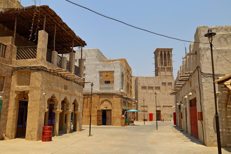 Old Dubai Of Buildings And Traditional Arabian Streets Historical Al