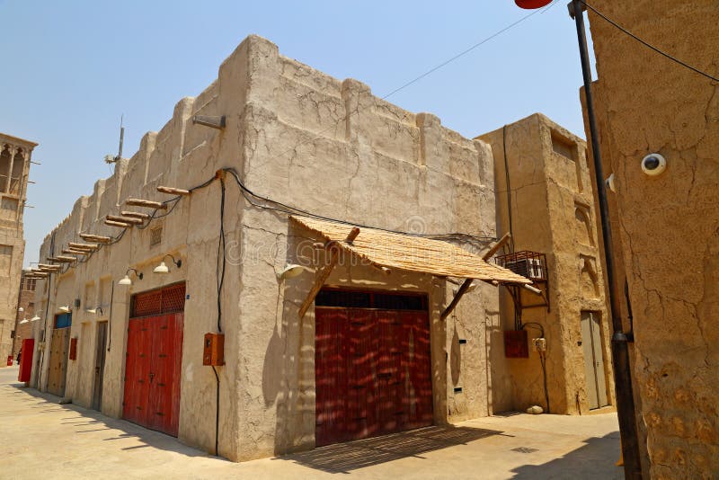 Old Dubai Of Buildings And Traditional Arabian Streets Historical Al