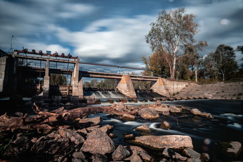 Old Dam in Rural Site Long Exposure Shot Stock Image - Image of ...