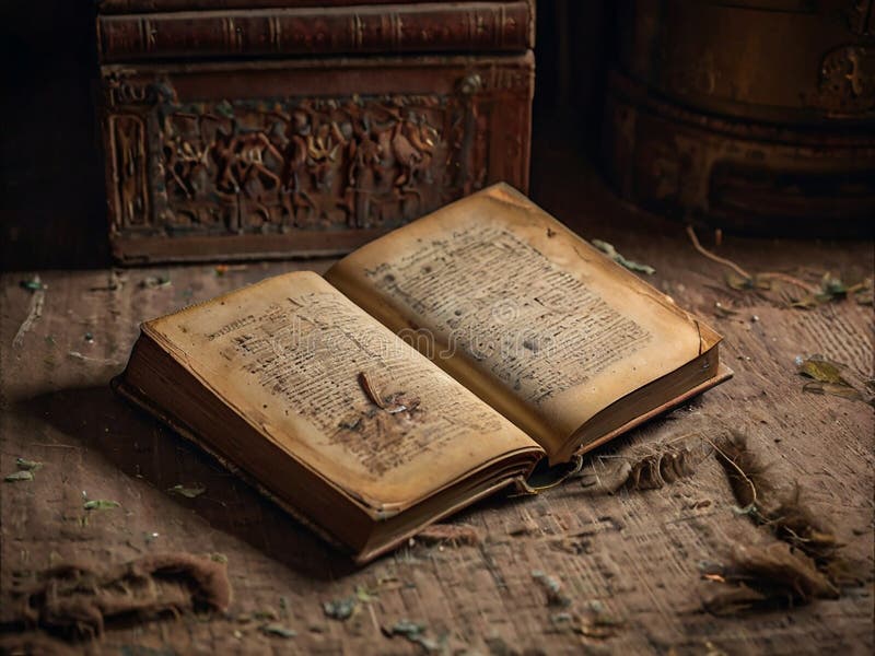 Old, Dusty Books, Lying on the Floor Stock Illustration - Illustration ...