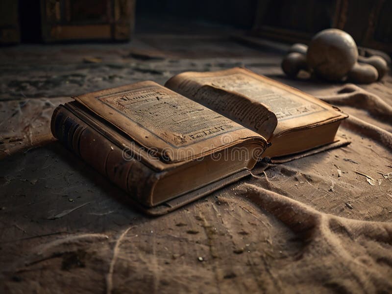 Old, Dusty Books, Lying on the Floor Stock Illustration - Illustration ...