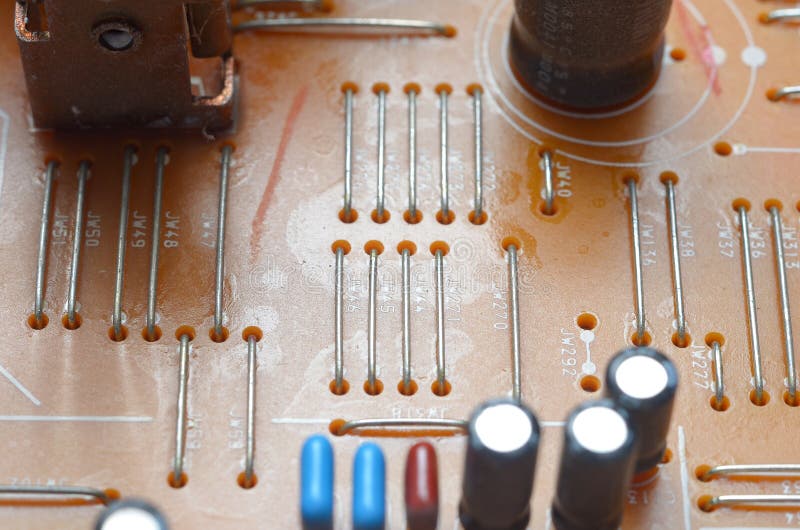 Old Dusty Circuit Board with Electronic Components Close-up Stock Image ...