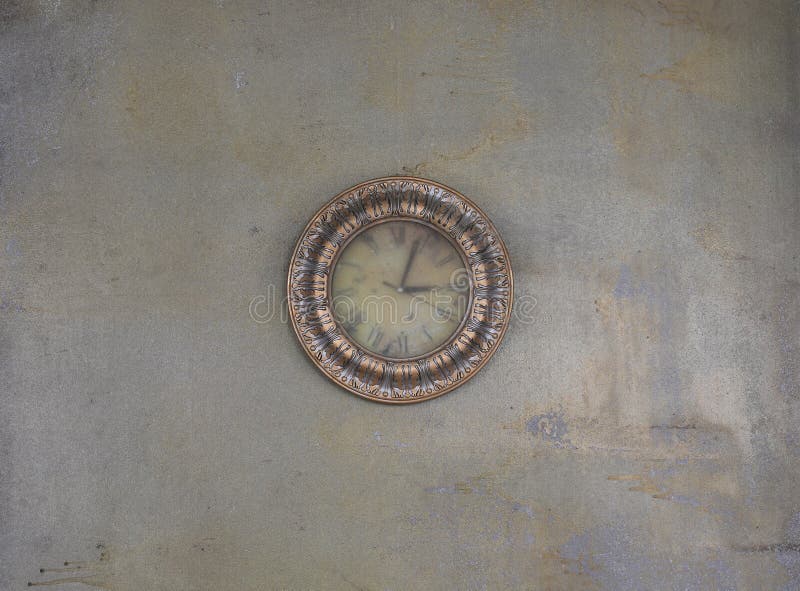 OLD DUSTY CLOCK on Concrete Wall Stock Image - Image of dirty, retro ...