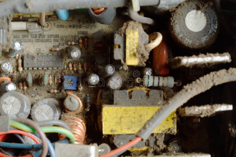 Dusty Pc Electronic Hardware Closeup with Selective Focus and Blur. Old ...