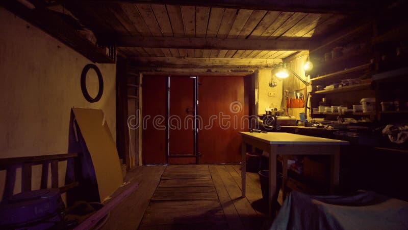 Old Dusty Mechanics Workshop with Old Tools Covered by Dust Stock ...