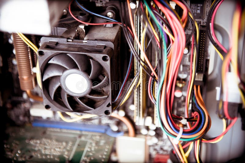 Old Dusty Pc Cpu Fan on Motherboard Stock Photo - Image of system ...