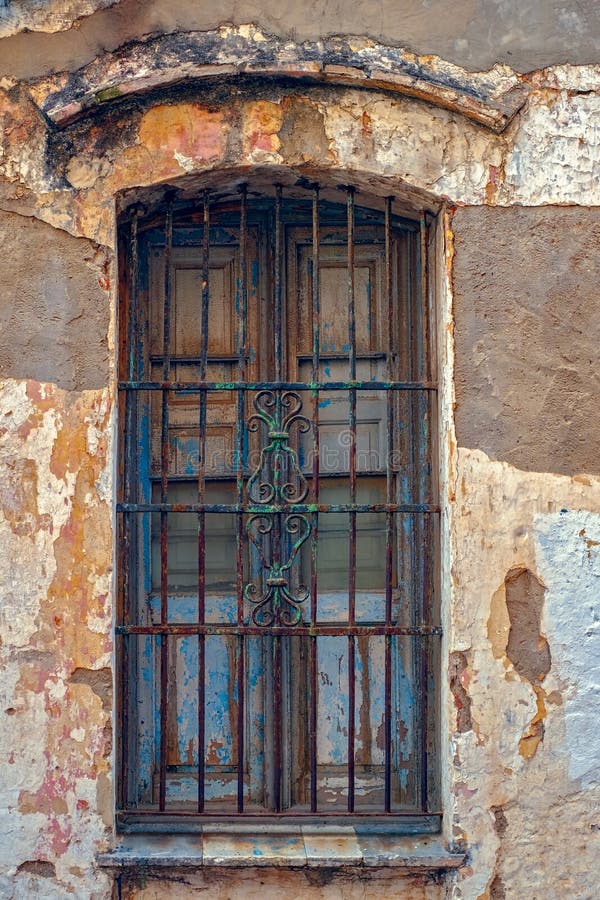 Old Dusty Window with Rusty Bars Stock Photo - Image of closed, cell ...