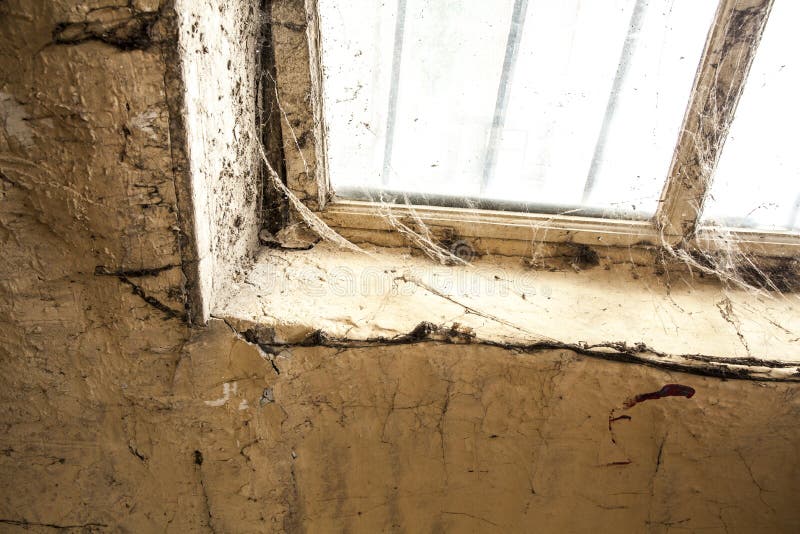 Old Dusty Window in the Wall with Cobweb Stock Photo - Image of cracked ...