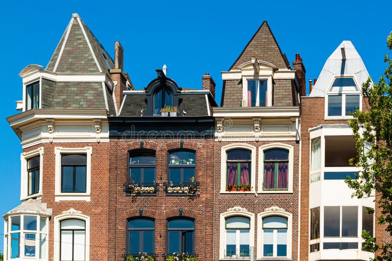 Old Dutch Building Facade with Windows. Traditional Old Dutch ...