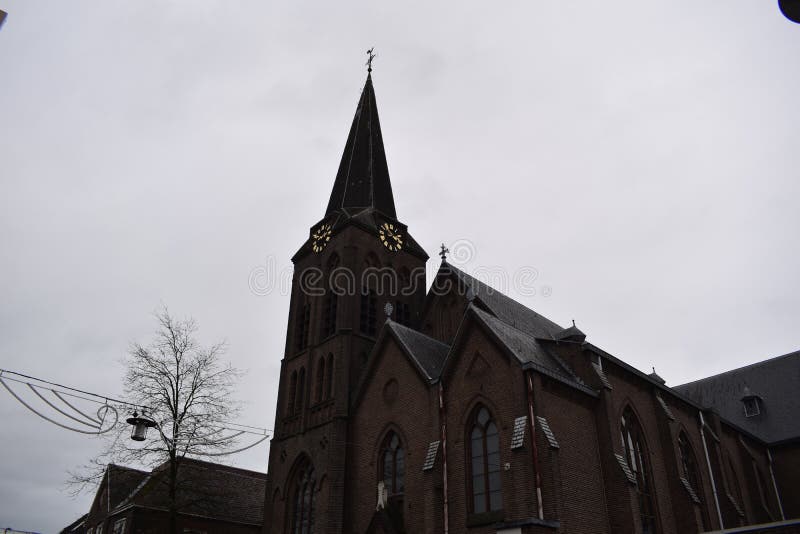 Old Dutch church stock image. Image of beautiful, clock - 137696033