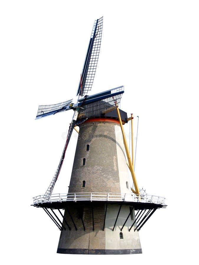 Old Dutch Historic Windmill Isolated on White Stock Image - Image of ...
