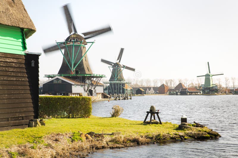Old Dutch Mills in Amsterdam Stock Image - Image of mill, architecture ...