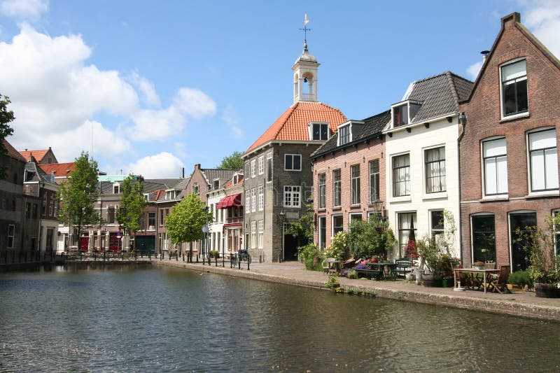 Dutch street with canal stock image. Image of town, typical - 7928979