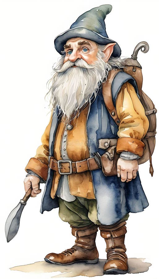 An Old Dwarf, Dressed for Travelling. Carrying a Weapon for Protection ...