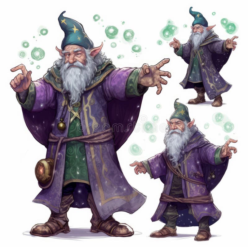 An Old Dwarf with Short Curly Green Hair Stock Illustration ...