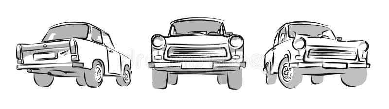 Old East German Car, Three Views. Vector Sketch Stock Vector ...