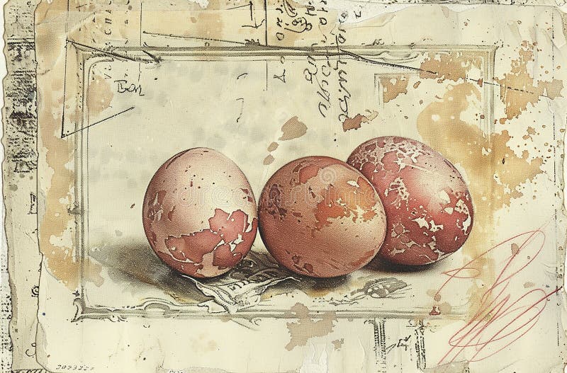 - Old Easter Postcard with Eggs, Generative Ai. Stock Illustration ...