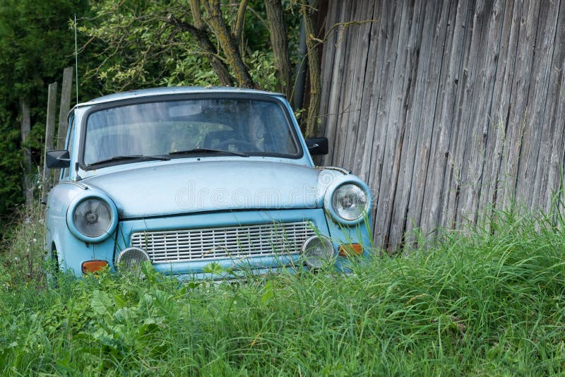 Old Eastern Europe GDR Car is in the Green Meadow Stock Image - Image ...