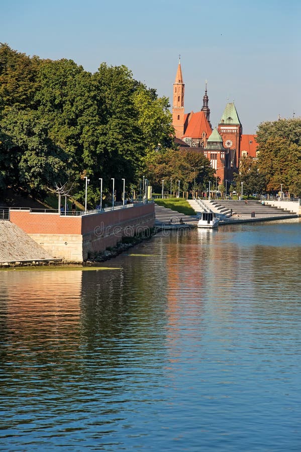 Old Eastern European City on the Oder River. Stock Image - Image of ...