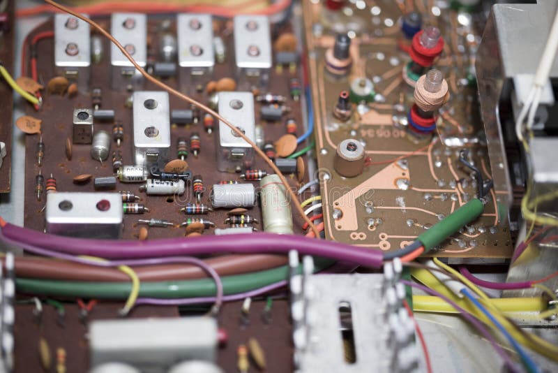 Old eclectronic circuit stock photo. Image of capacitor - 36123742