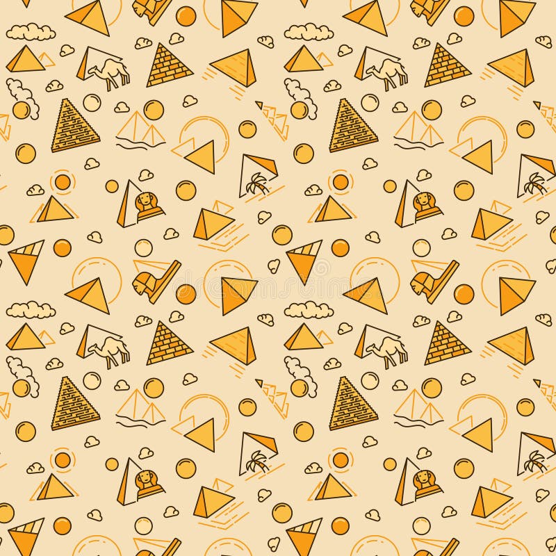 Old Egypt Pyramids Vector Concept Creative Colored Seamless Pattern ...