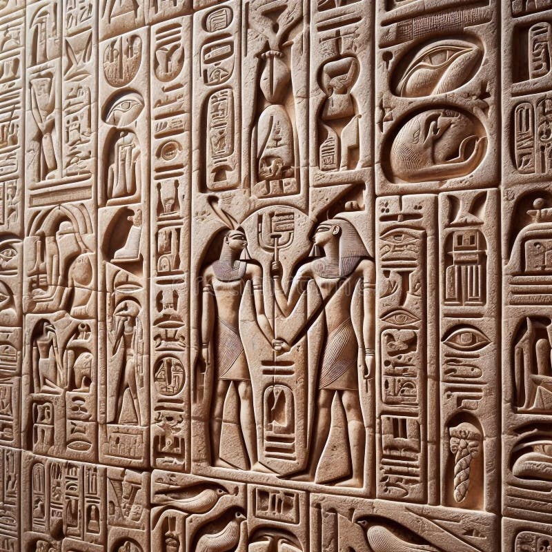 Old Egyptian hieroglyphics stock illustration. Illustration of ...