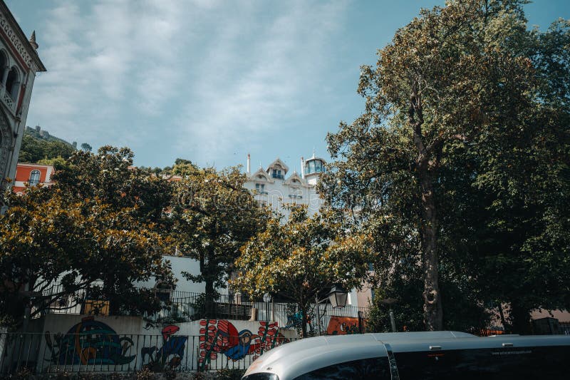 Old Elaborate Architecture White Building Behind Trees in Sintra ...