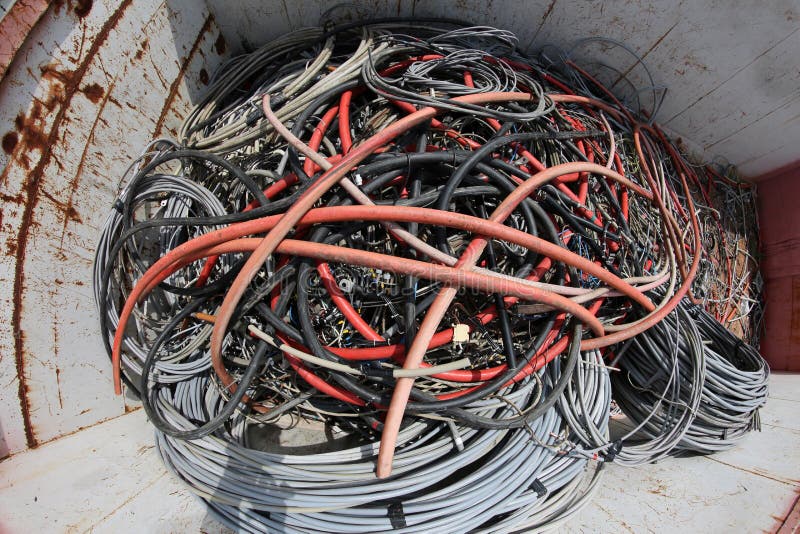 Old Electric Cable in a Container Stock Image - Image of trash ...