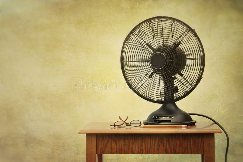 Old Electric Fan on Table with Retro Look Stock Image - Image of ...