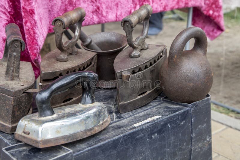 Old without electric irons stock image. Image of cleanliness - 154437835