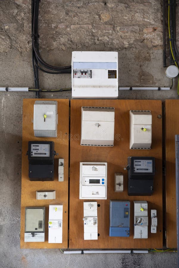 Old Electricity Meter in a Building Stock Photo - Image of vintage ...