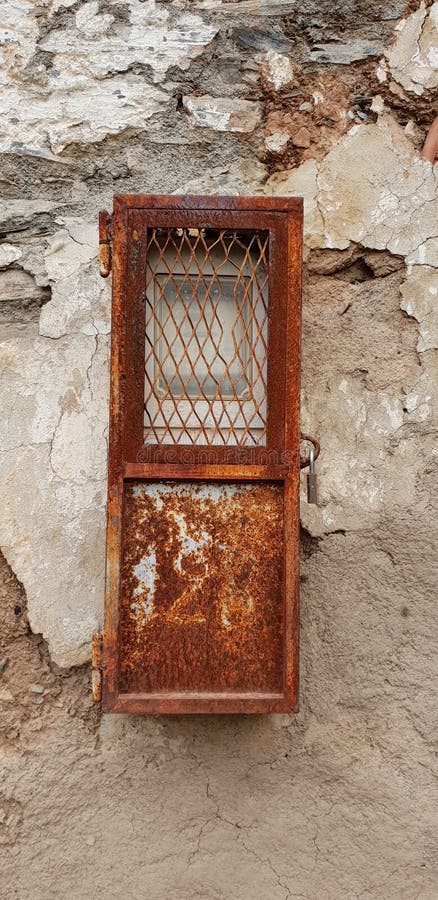 Old Electric Power Box Meter Inside Rusty Metal Box for Home Use. Stock ...