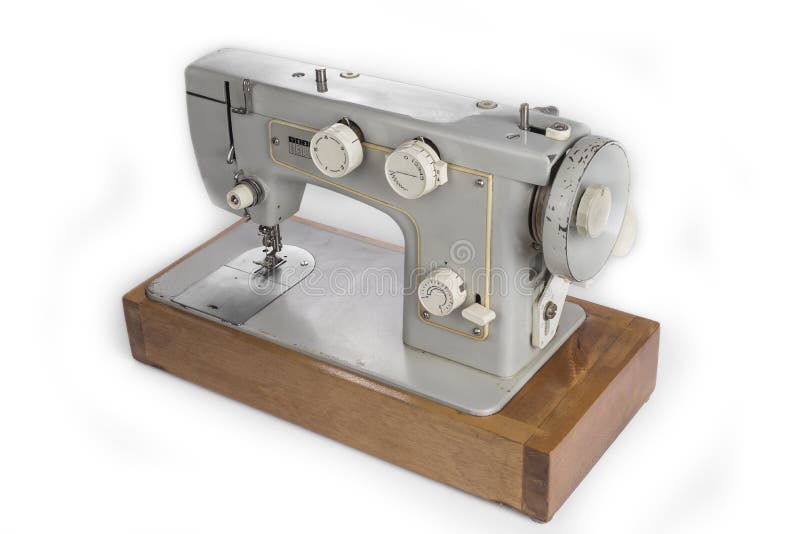 Old Electric Sewing Machine on a White Stock Image - Image of motor ...