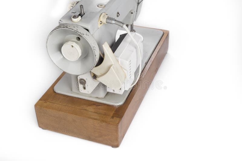 Old Electric Sewing Machine on a White Stock Image - Image of tools ...