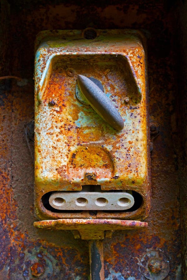 Old Electric Switch on Rusty Iron Wall Stock Photo - Image of knife ...