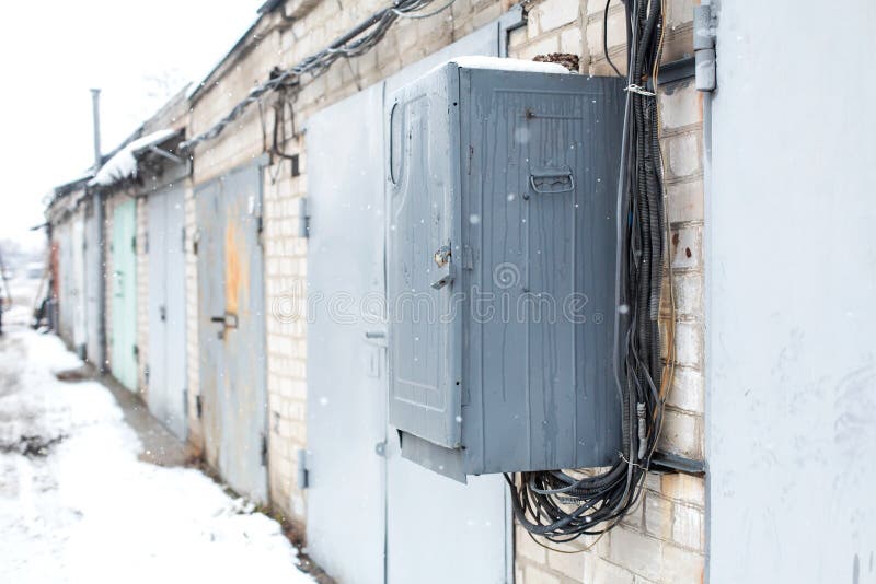 Old Electrical Communications Box Hanging on a Wall in a Garage ...