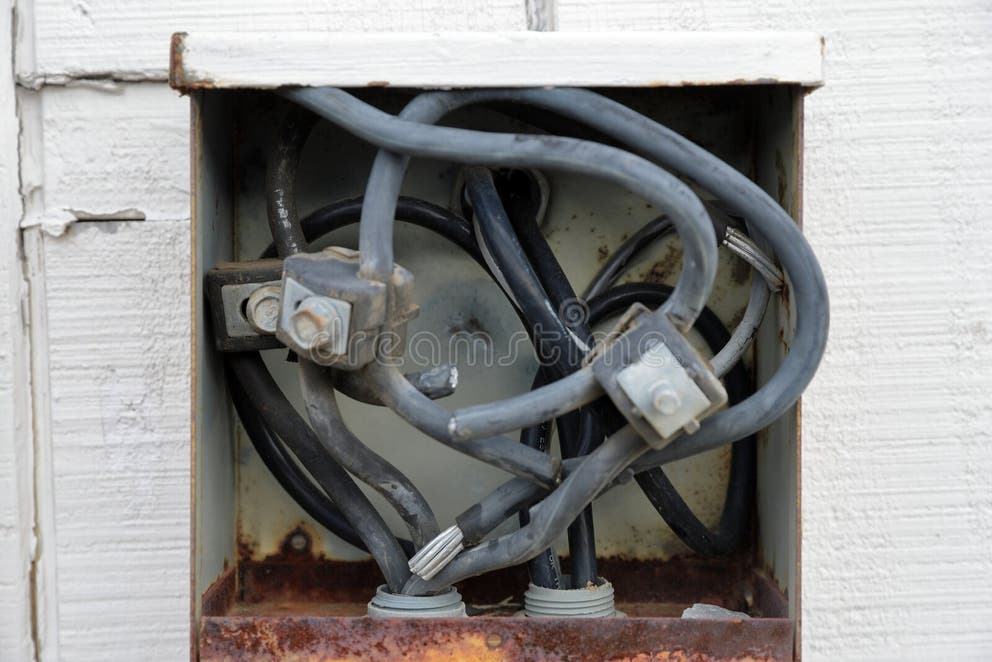 Old Electrical Connect Panel or Box on Outside of Building Stock Photo ...