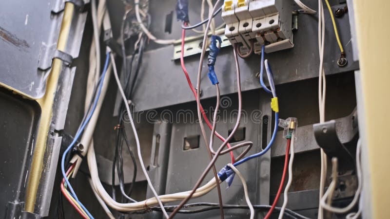 Old Electrical Panel with Wires and Circuit Breakers Stock Footage ...