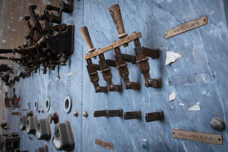 Old Electrical Panel, Control Board Stock Photo - Image of lever ...