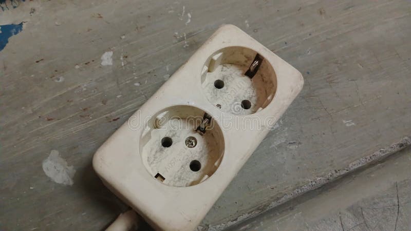 Old Electrical Socket Isolated on Gray Work Floor. Industrial Work ...