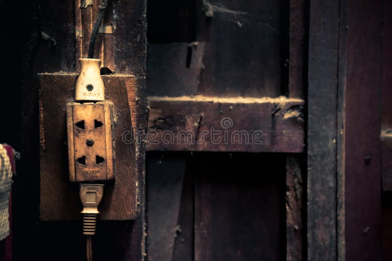Old Electrical Sockets in Wall of House,process Vintage Style Stock ...