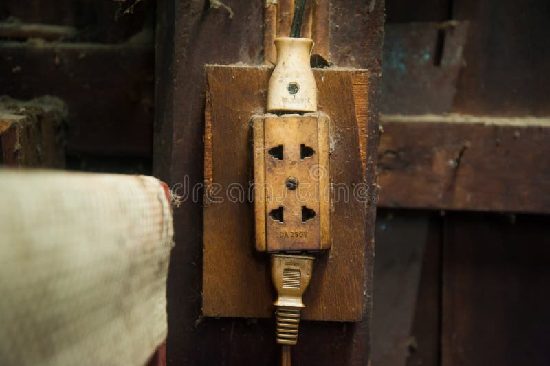 Old Electrical Sockets in Wall of House,process Vintage Style Stock ...