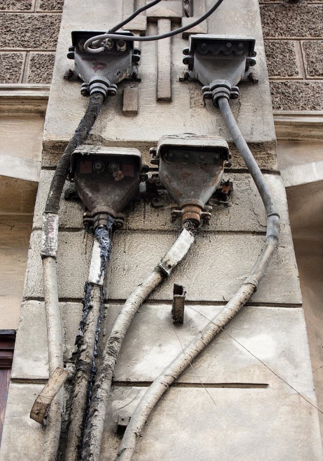 Old electricity cables stock image. Image of city, outlet - 73729813