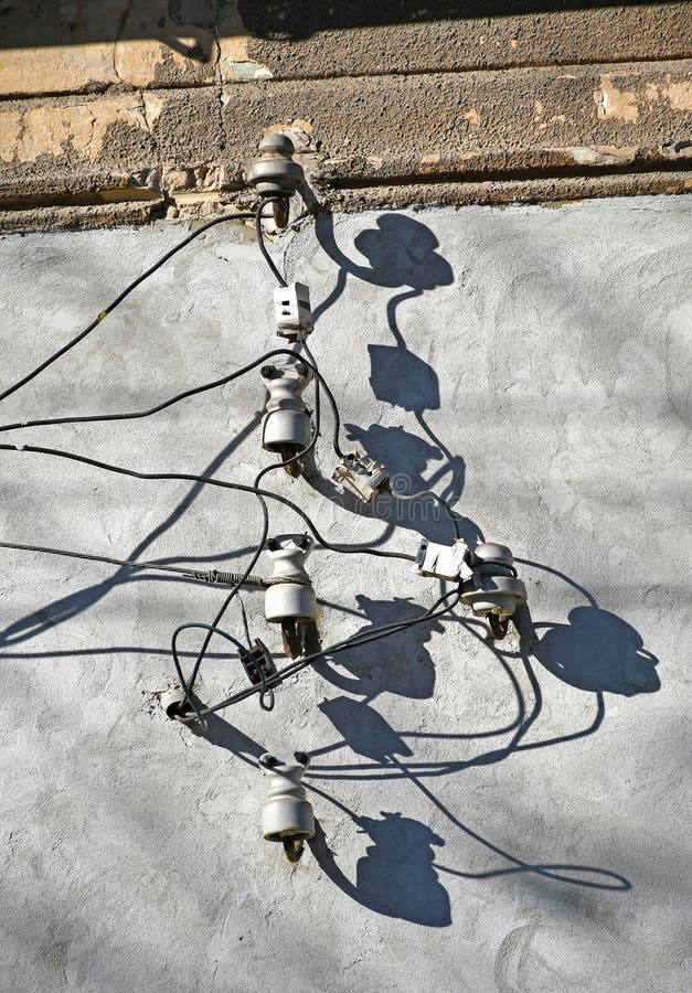 Old Electricity Connectors on the Wall Stock Image - Image of group ...