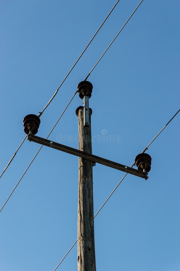 Old electricity pole stock image. Image of voltage, blue - 46445293