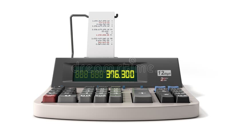 Old Electronic Calculator Front View 3d Render on White Stock ...