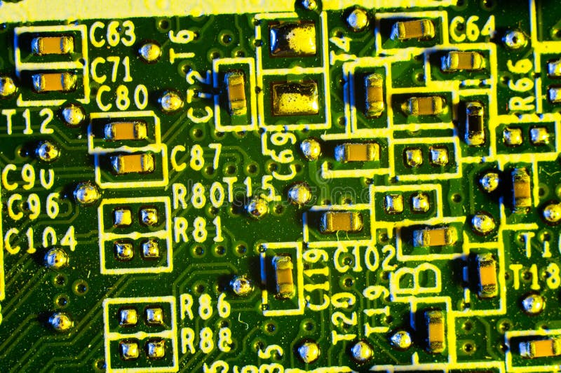 Old Electronic Circuit Board Close Up in Macro Shot Stock Image - Image ...