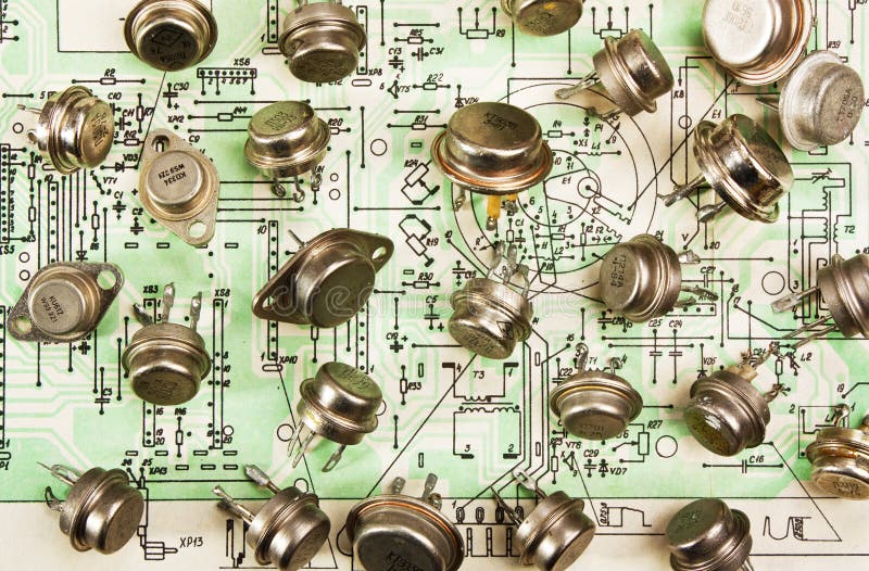 Old electronic components stock photo. Image of draft - 51045144