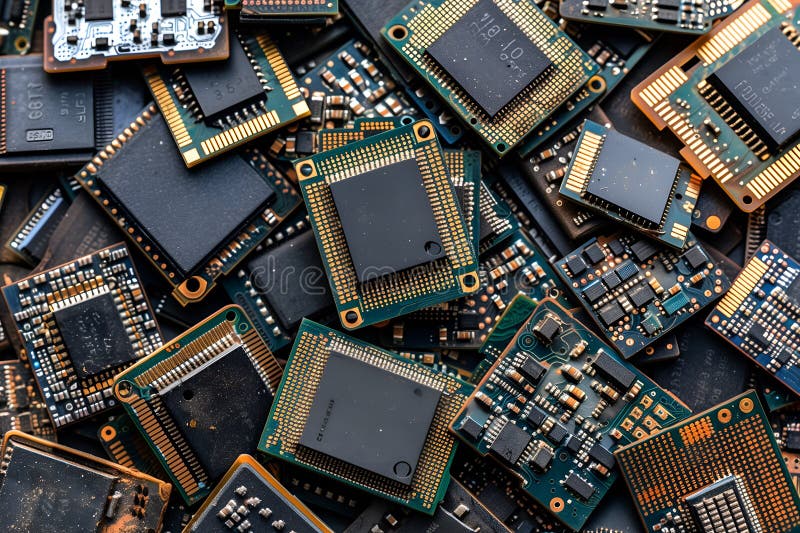 Old Electronic Devices, Chipsets. E Waste and Recycling Concept Stock ...