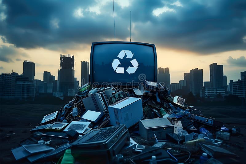 Old Electronic Devices in City. E Waste and Recycling Concept Stock ...